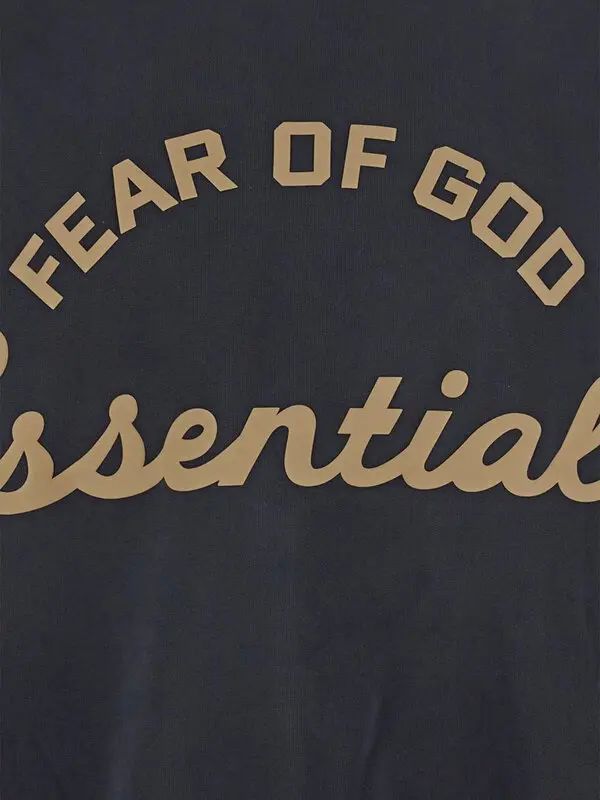 Fear Of God Crewneck Cotton Jumper With Logo And Dropped Shoulders - Black