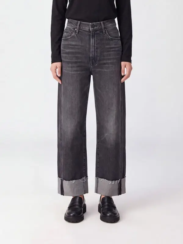 MOTHER The Half Pipe High-waisted Cotton Denim Baggy Jeans - Black