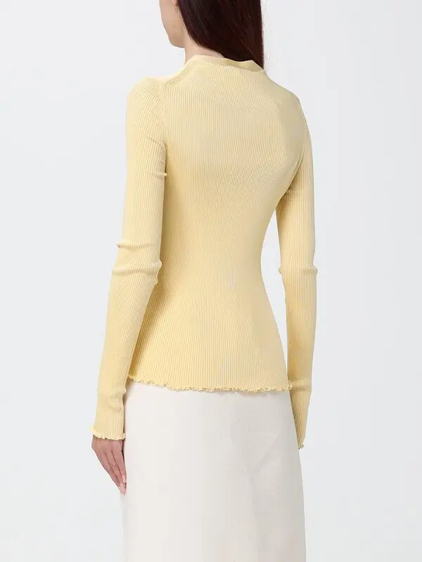 Alaïa Slim Fit Ribbed Silk Crewneck Jumper With Long Sleeves - Yellow