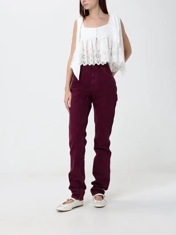 Chloé Cropped Top In Broderie Anglaise With A Square Neckline And Wavy Hem - White