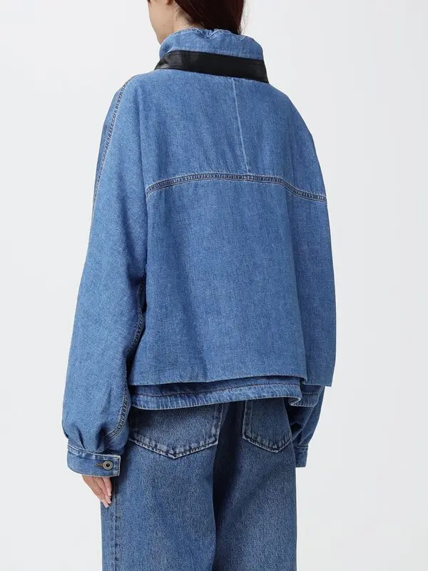 Loewe Short Cotton Denim Jacket With High Neck And Zip Closure