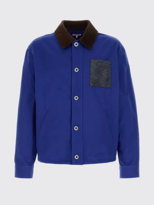 Loewe Workwear Cotton Jacket With Velvet Contrast Collar - Blue