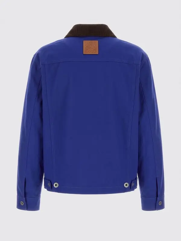 Loewe Workwear Cotton Jacket With Velvet Contrast Collar - Blue