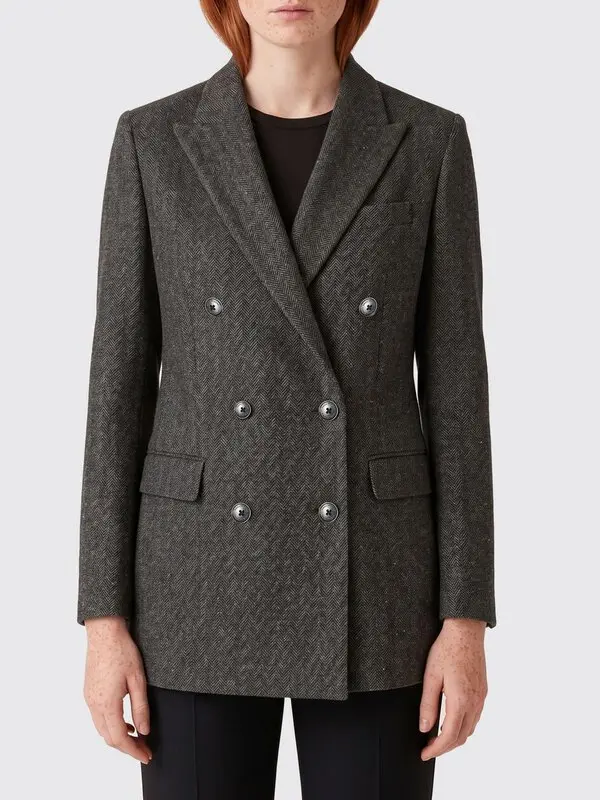 Tagliatore Chevron Wool Double-breasted Blazer With Peak Lapels