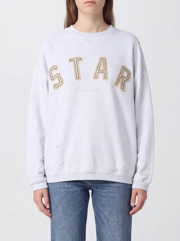 GOLDEN GOOSE Oversized Cotton Sweatshirt With Contrast Logo And Dropped Shoulders