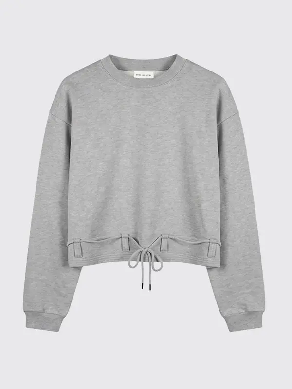 Dries Van Noten Cotton Crew-neck Jumper With Dropped Shoulders And Tie-waist Belt - Grey