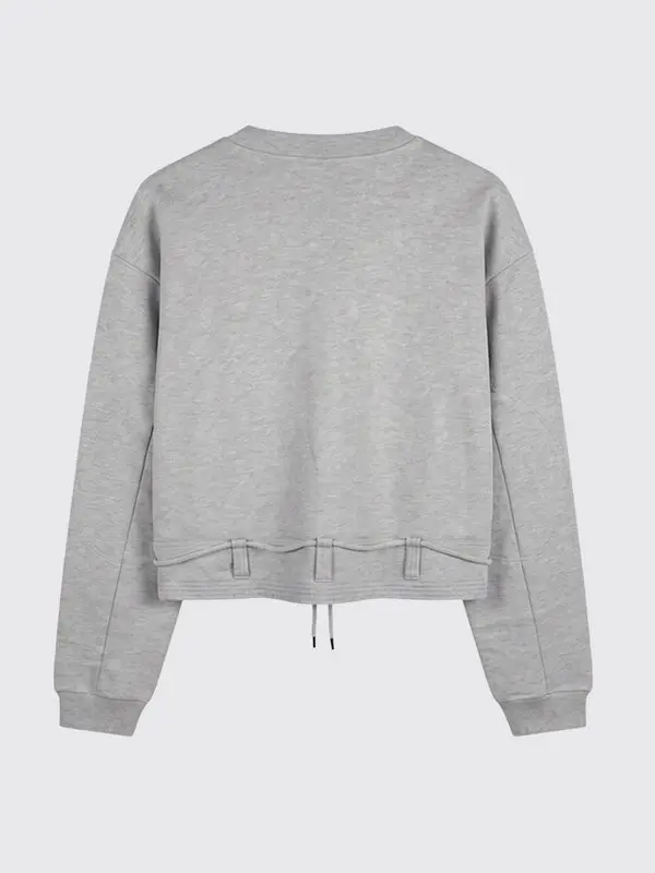 Dries Van Noten Cotton Crew-neck Jumper With Dropped Shoulders And Tie-waist Belt - Grey