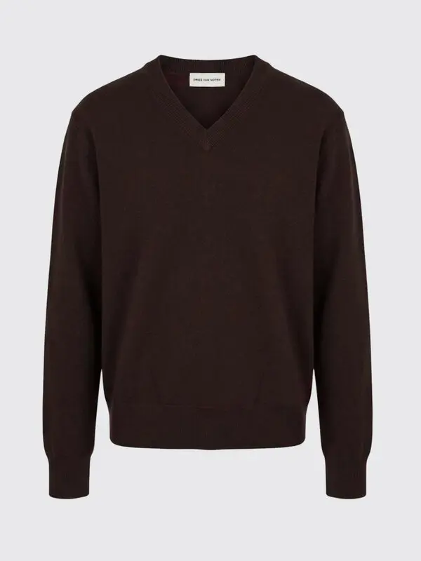 Dries Van Noten V-neck 100% Cashmere Jumper With Ribbed Trims