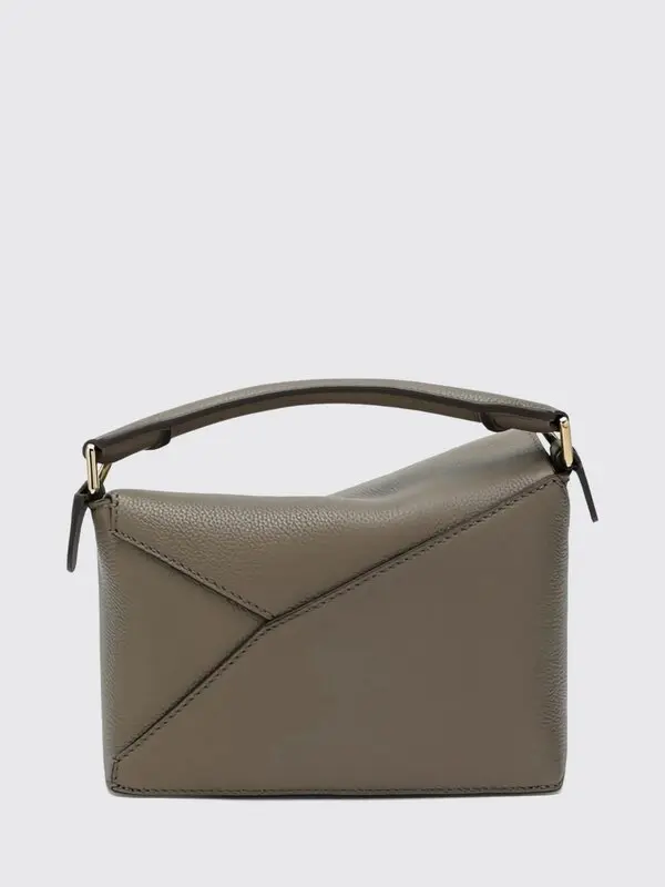 Loewe Puzzle Mini Handbag In Grained Calfskin With Shoulder Strap - Grey