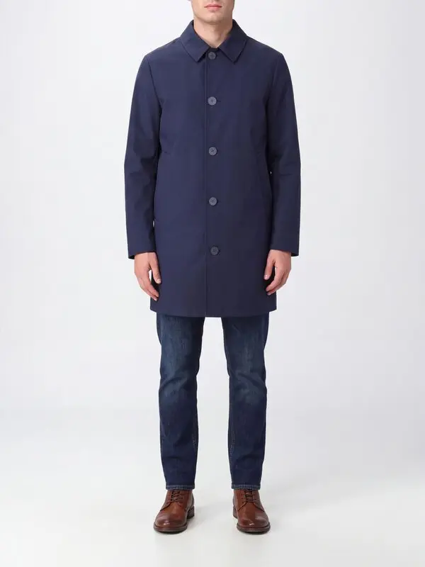 RRD Single-breasted Knee-length Trench Coat In Technical Fabric - Blue