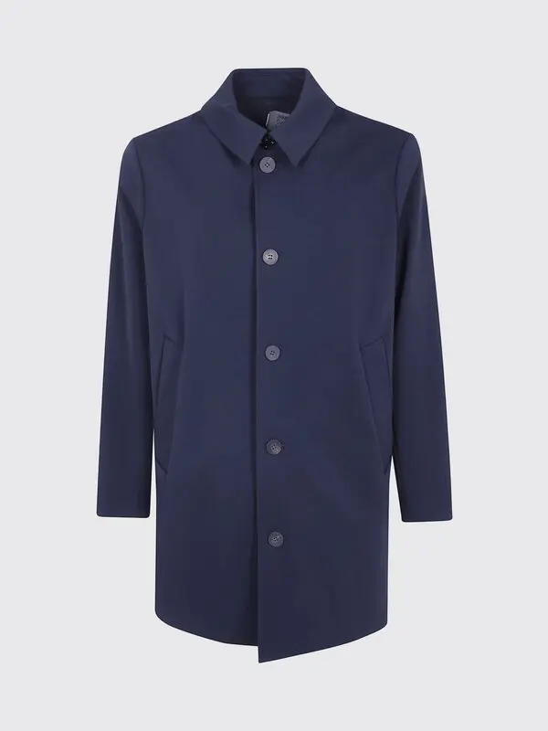RRD Single-breasted Knee-length Trench Coat In Technical Fabric - Blue