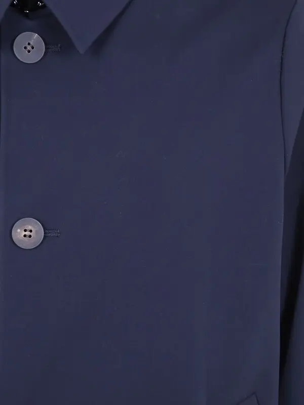 RRD Single-breasted Knee-length Trench Coat In Technical Fabric - Blue