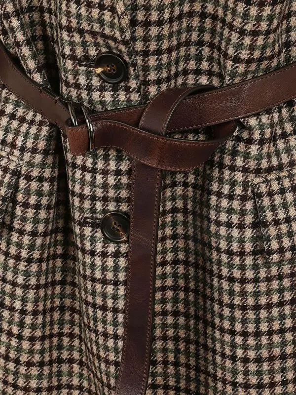 Brunello Cucinelli Single-breasted Houndstooth Wool-blend Blazer With Belt