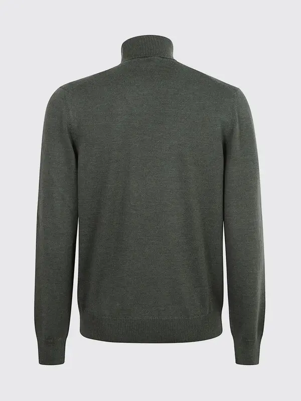 FAY Pure Virgin Wool Turtleneck Jumper With Ribbed Collar - Green