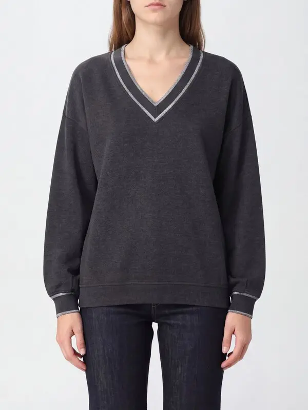 Brunello Cucinelli V-neck Cotton-blend Jumper With Monili Detail