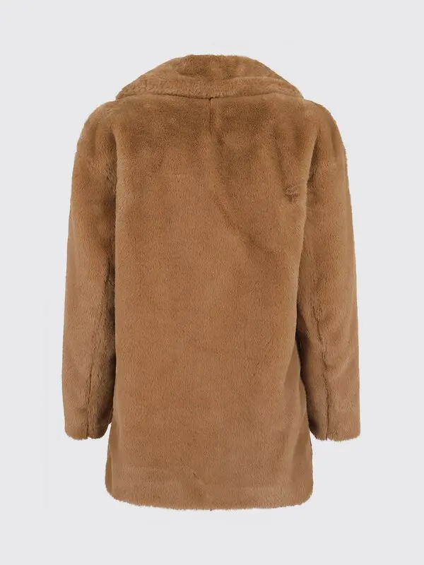 Herno Double-breasted Short Faux Fur Coat With Classic Collar - Brown