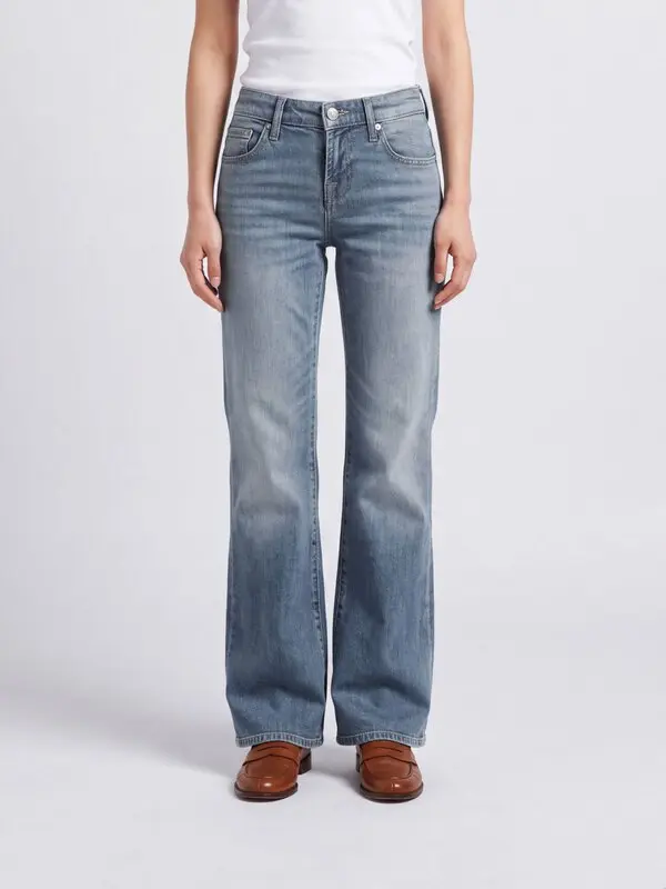 7 For All Mankind Low Flare Mid-rise Flared Jeans In Denim - Blue