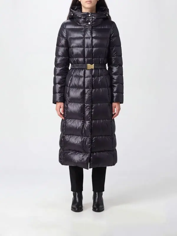 Herno Water-repellent Long Quilted Nylon Down Jacket With Hood