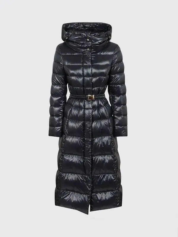 Herno Water-repellent Long Quilted Nylon Down Jacket With Hood