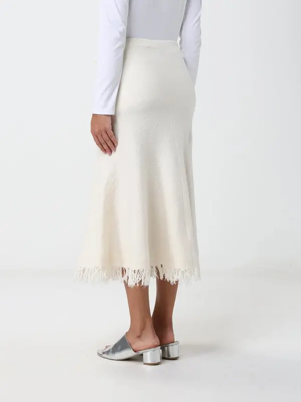 Bottega Veneta Flared Wool-knit Midi Skirt With Fringed Hem