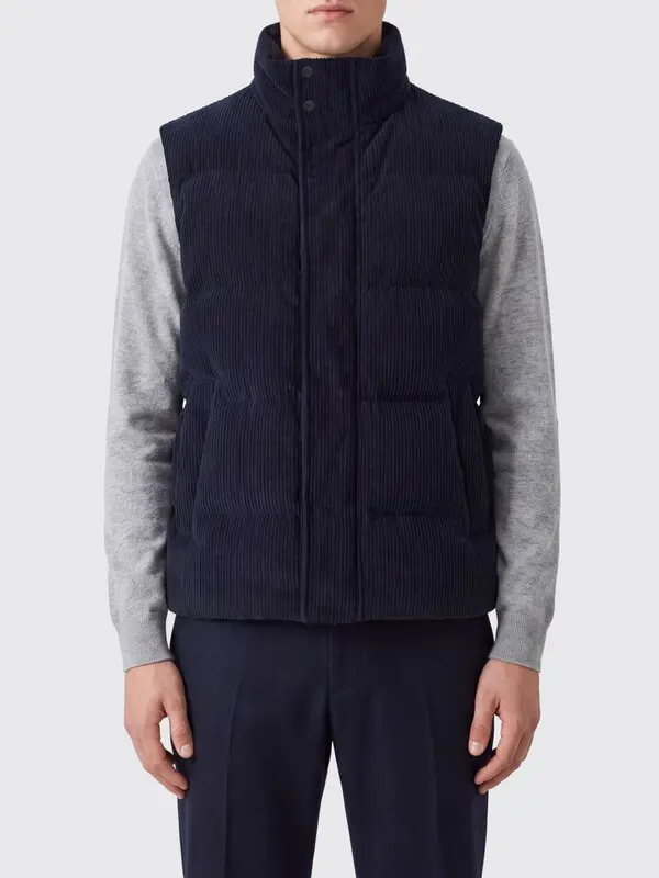 Herno Quilted Velvet Padded Gilet With High Neck - Blue