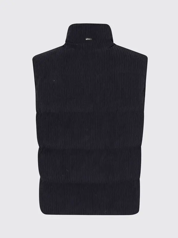 Herno Quilted Velvet Padded Gilet With High Neck - Blue