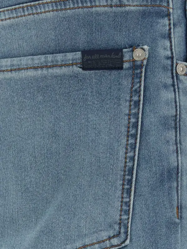 7 For All Mankind Mid-rise Slim-fit Skinny Jeans In Cotton Denim - Gnawed Blue