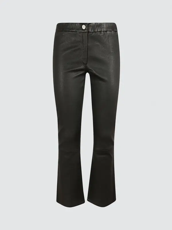 ARMA Mid-rise Flared Trousers In Lambskin Leather With Welt Pockets
