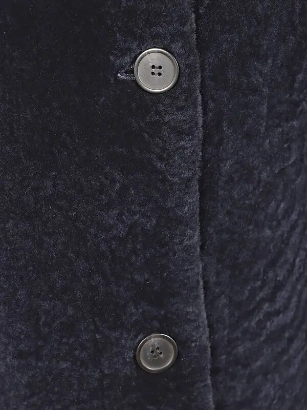 ARMA Cropped Shearling Shirt Jacket With Classic Collar And Button Closure