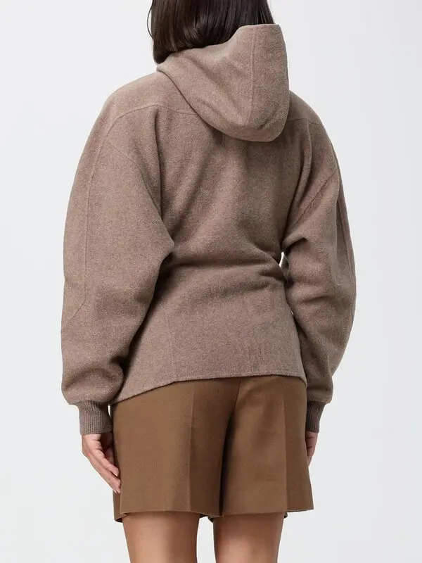 Max Mara Relaxed Fit Knit Hoodie In Wool And Cashmere With Zip Closure