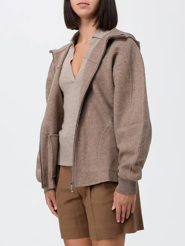 Max Mara Relaxed Fit Knit Hoodie In Wool And Cashmere With Zip Closure