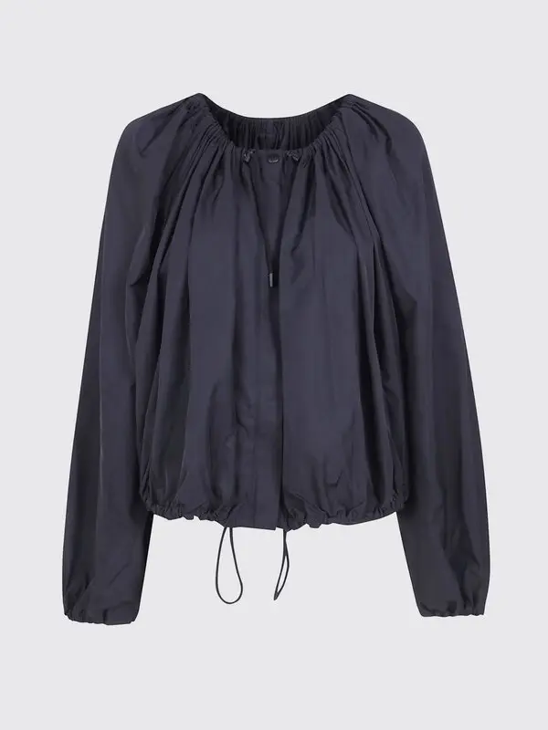 TOTEME Cropped Relaxed Fit Jacket In Recycled Polyester With Drawstring Hem - Black