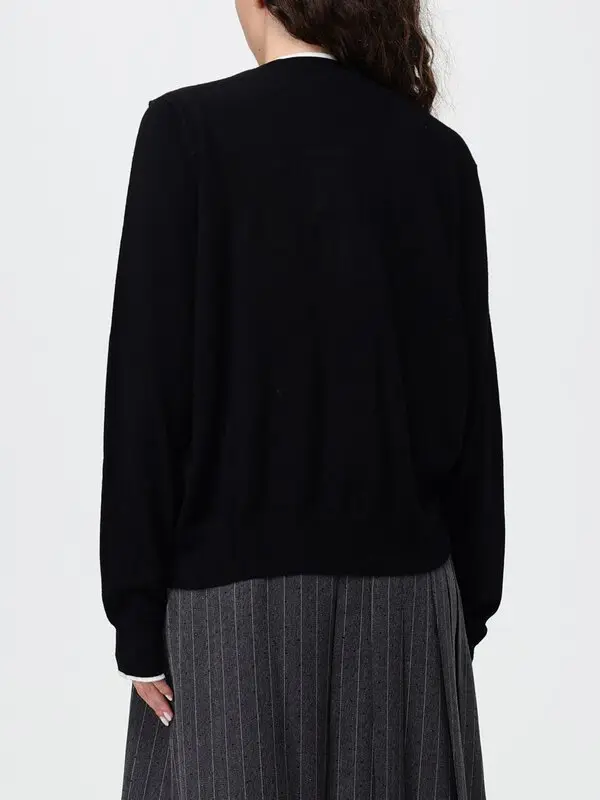 Karl Lagerfeld V-neck Cardigan In 100% Merino Wool With Contrast Trims
