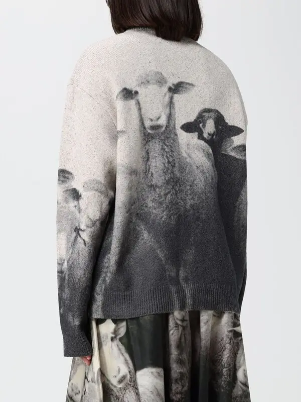 Moschino Relaxed Fit Graphic Print Jumper In A Wool And Silk Blend