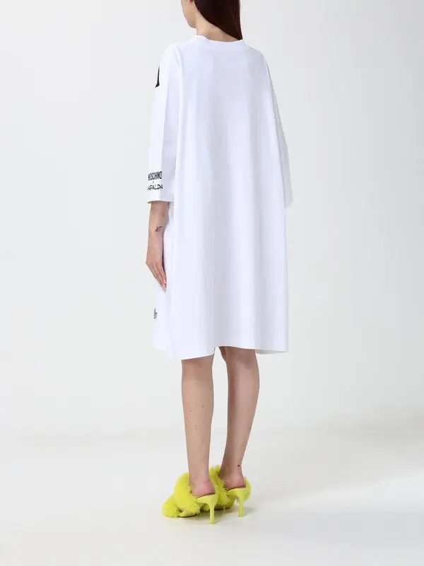Moschino Slogan-print Cotton Mini T-shirt Dress With Contrast Logo
