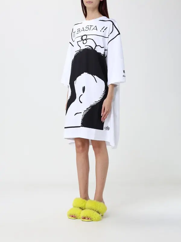 Moschino Slogan-print Cotton Mini T-shirt Dress With Contrast Logo