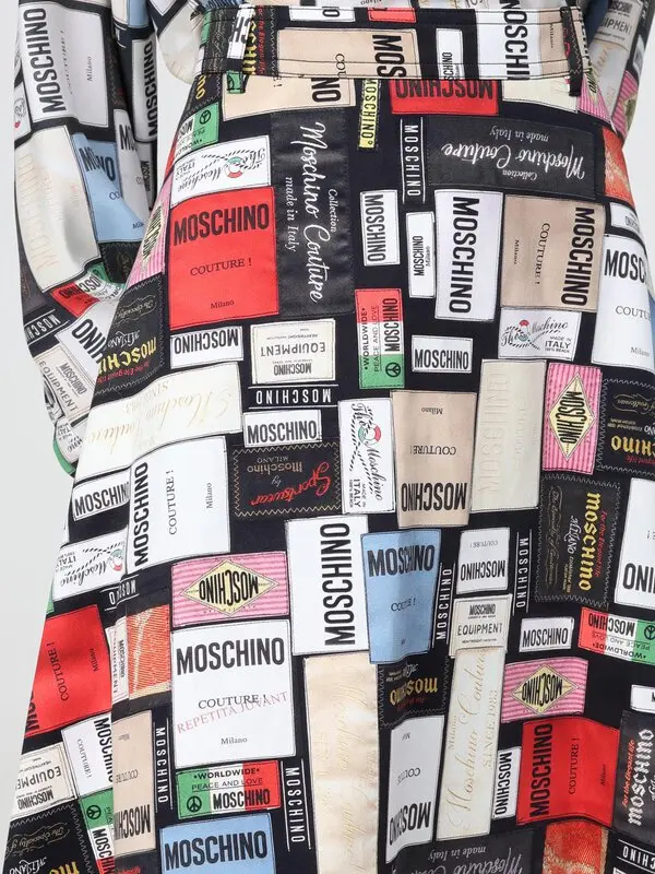 Moschino High-waisted A-line Midi Skirt In Cotton With Graphic Print - Multicolor
