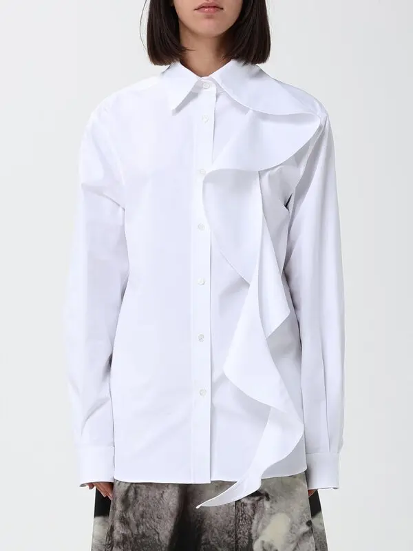 Moschino Cotton Poplin Shirt With Rouche Appliqués
