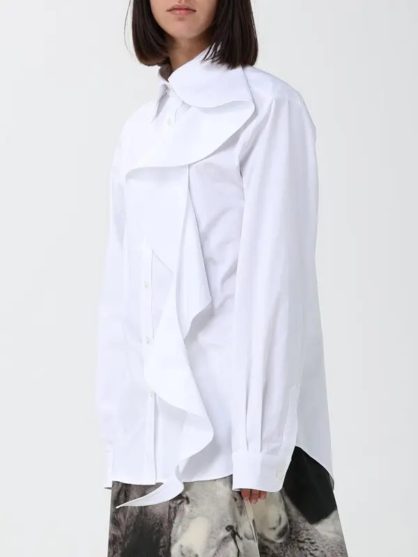 Moschino Cotton Poplin Shirt With Rouche Appliqués