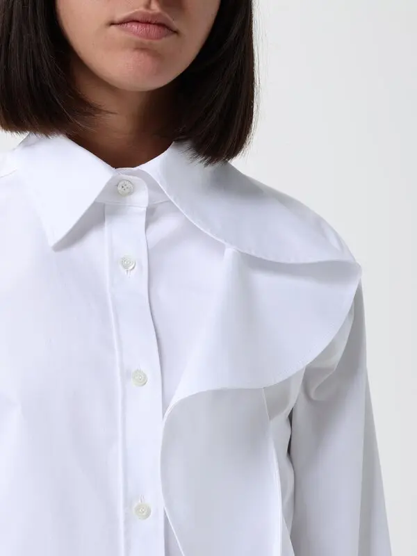 Moschino Cotton Poplin Shirt With Rouche Appliqués