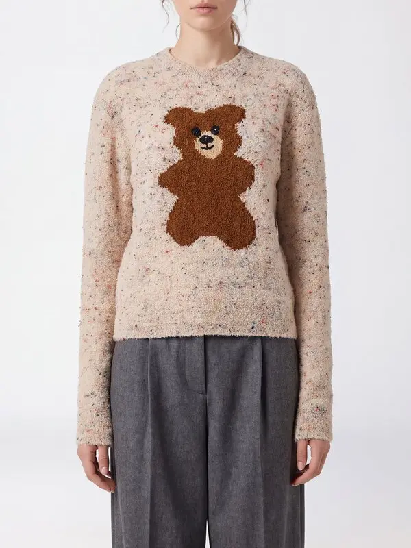 Moschino Virgin Wool Crewneck Jumper With Teddy Bear Print - Multicolor