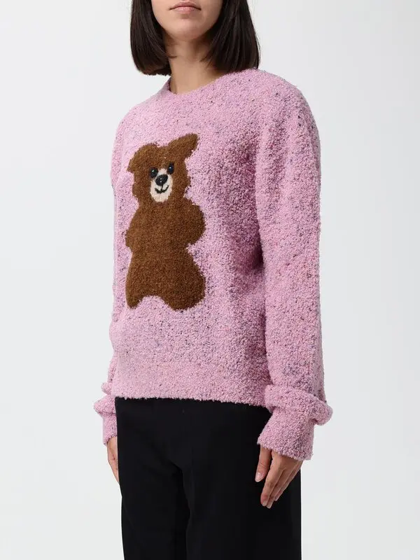 Moschino Virgin Wool Crewneck Jumper With Teddy Bear Print - Pink