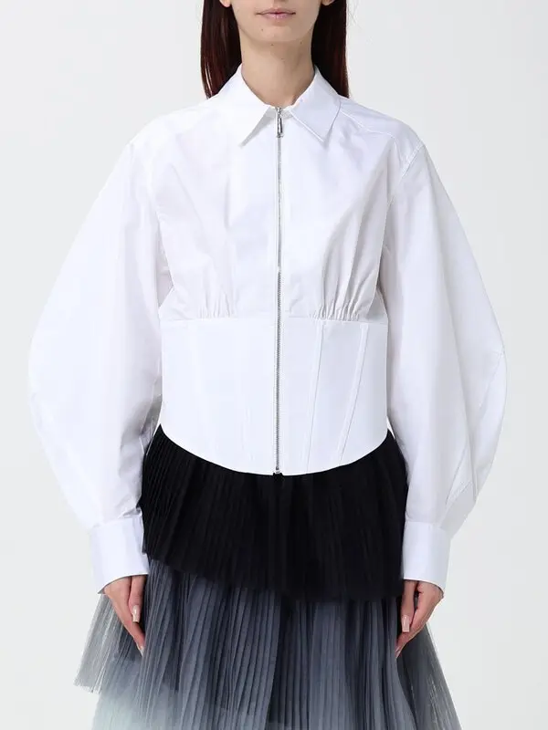 Karl Lagerfeld Slim Fit Bustier Shirt In Organic Cotton With Zip Closure
