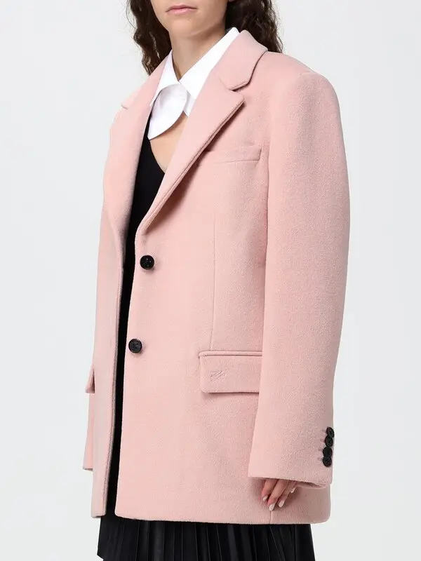 Karl Lagerfeld Single-breasted Knee-length Coat In Wool Blend With Lapels