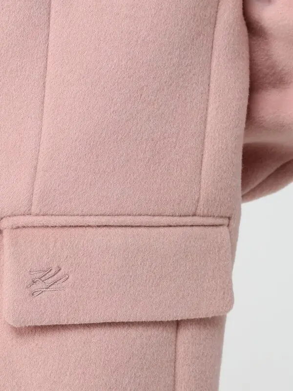 Karl Lagerfeld Single-breasted Knee-length Coat In Wool Blend With Lapels