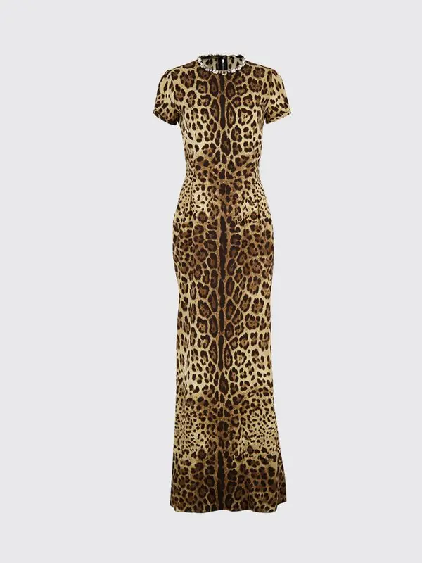 Dolce & Gabbana Animal-print Stretch-silk Sheath Mini Dress With Rhinestones