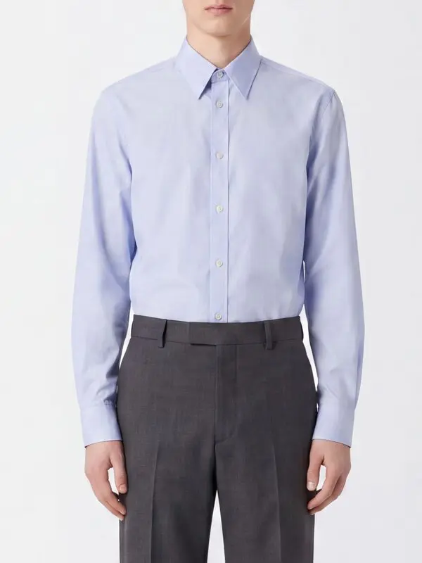 Celine Classic Cotton Poplin Shirt With French Collar And Curved Hem