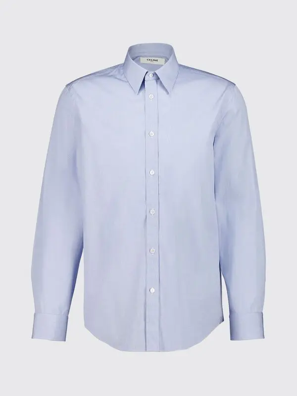 Celine Classic Cotton Poplin Shirt With French Collar And Curved Hem
