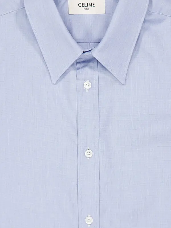 Celine Classic Cotton Poplin Shirt With French Collar And Curved Hem