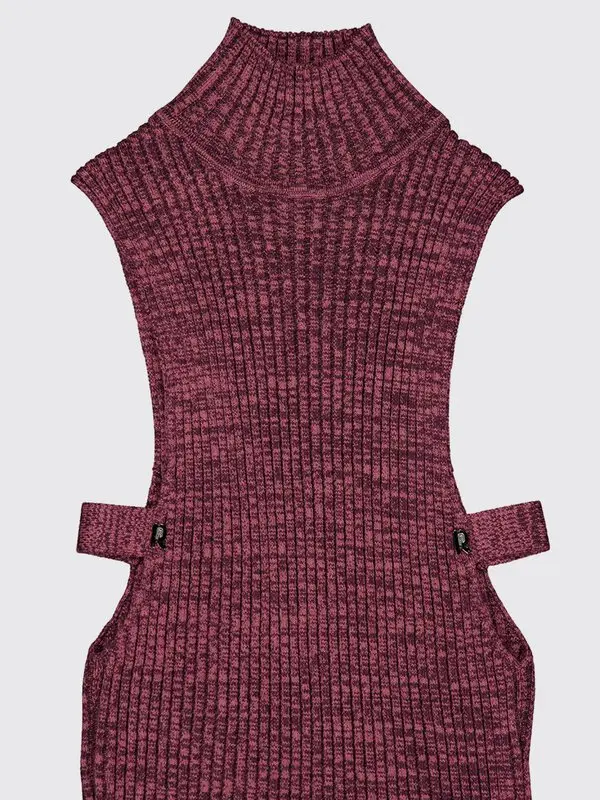 Rabanne Sleeveless Ribbed Knit Turtleneck Top In Virgin Wool And Silk With A Slim Fit